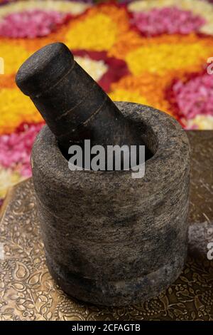 Traditional Indian Grinding stone used to grind ginger and garlic Stock ...
