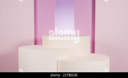 Podium, stand, showcase on pastel light, background and flowers. for ...