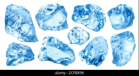 Pieces of crushed ice isolated on white Stock Photo - Alamy
