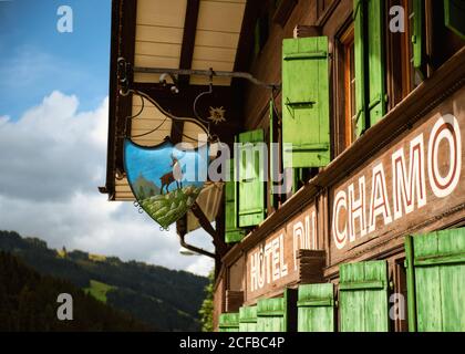 Regional style window shutters, Switzerland Stock Photo - Alamy