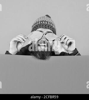 Man with beard holds yellow cherry tree leaves Stock Photo - Alamy