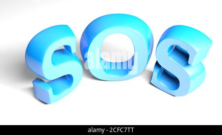 SOS white write isolated on white background - 3D rendering ...