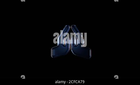 3d rendering glass symbol of praying person isolated on black ...