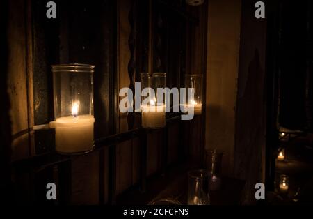 streets illuminated by Candles drawing shapes on The night of the ...