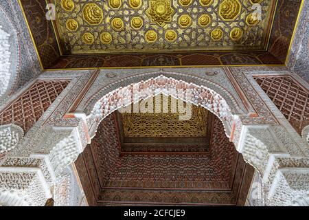 Inside interior The Saadian Tombs. These tombs are sepulchres of Saadi ...