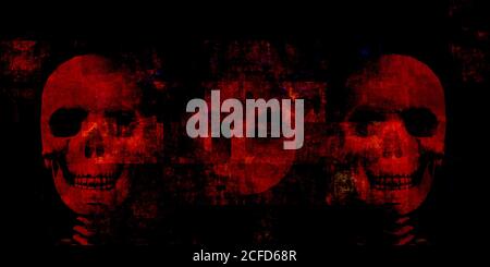 Halloween Background with Skulls Floating as Horror Theme Stock Photo ...