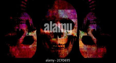 Halloween Background with Skulls Floating as Horror Theme Stock Photo ...
