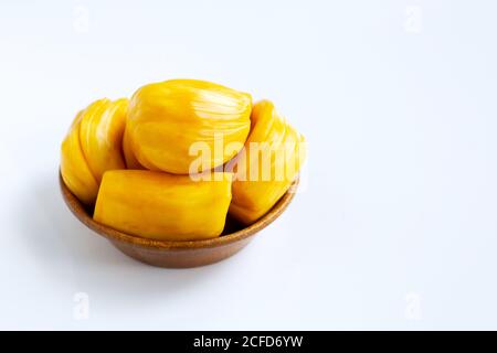 Fresh ripe Jackfruit in the bowl on the wood background Stock Photo - Alamy