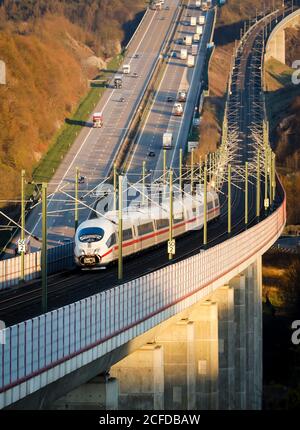 ICE train on the track in front of the main station of Frankfurt am ...