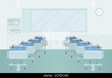 Maternity ward with newborn babies flat design vector illustration ...