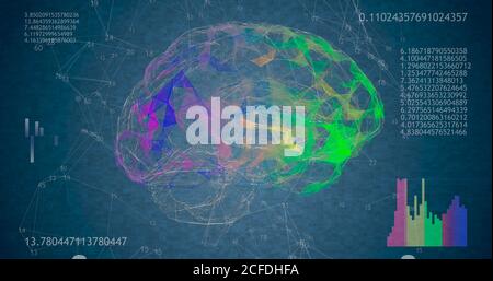 Rotating 360 low polygonal brain 3D model on black background with ...