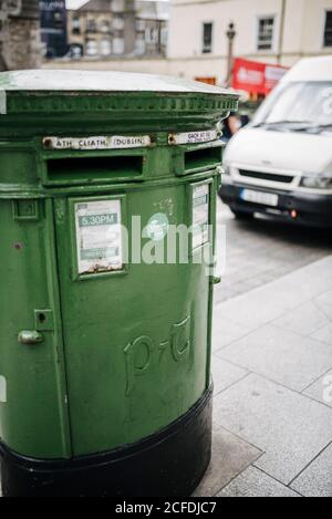 Green Post Box in Dublin the capital city of Ireland Stock Photo - Alamy