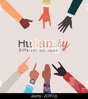 humanity different but equal and diversity hands touching each other ...
