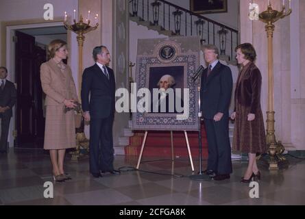 The Shah of Iran Jimmy Carter the Shahbanou of Iran and Rosalynn Carter ...