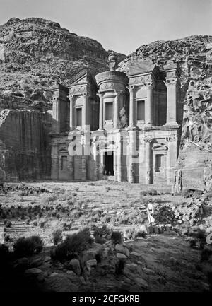 Petra in Transjordan. Temple of Ed-Deir from the W 1900, Jordan, Petra ...