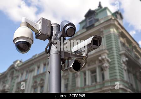 multidirectional CCTV camera installed on a city street Stock Photo - Alamy