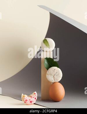 modern still life of macaroon on stands Stock Photo - Alamy