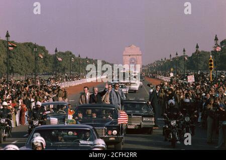 Motorcade with Jimmy Carter during his visit to New Delhi, India Stock ...
