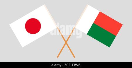 Japan and Madagascar flags for official meeting against background of ...