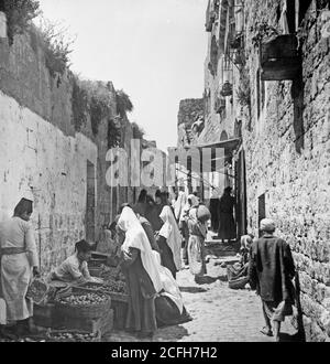 Original Caption: Bethlehem. Street scene. (Street leading to the ...