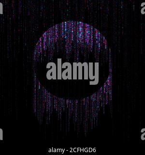 Big data visualization. Data stream of vivid particles with copy space. Binary code structure ...