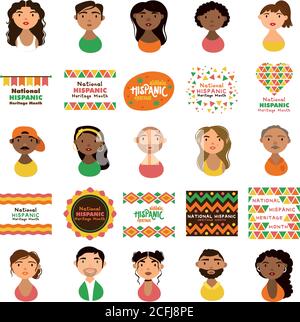 national hispanic heritage month icons group design, culture and latino ...