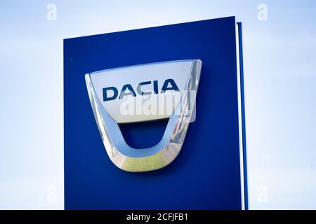 A Dacia car garage sign Stock Photo - Alamy