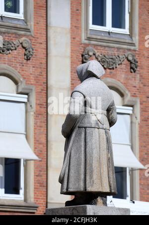 Statue of a fishwife on the site of an old fish market in Copenhagen ...