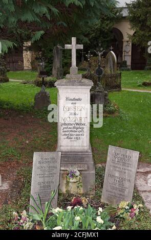 Sebastian Cemetery Salzburg with grave of the Nissen family. Mozart's ...