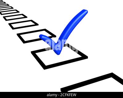 Blue check mark symbol in checkbox. One blue check mark symbol in ...