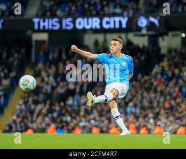 Phil Foden #47 of Manchester City F.C. in action during the Carabao Cup ...