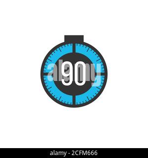 90 minutes timer, stopwatch or countdown icon. Time measure. Chronometr ...
