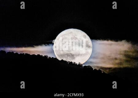Full September Corn Moon over Rocky Mountains, Salida, Colorado, USA ...