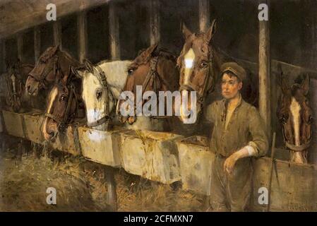 Woodhouse William - Army Horses in the Stable Stock Photo - Alamy