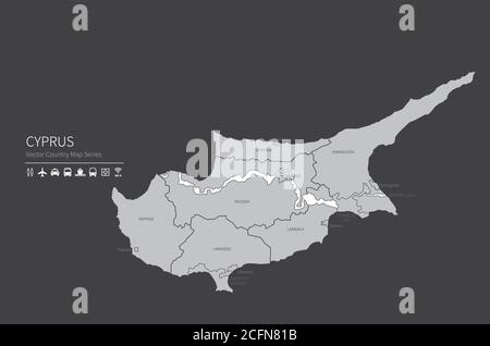 Nicosia Cyprus. Detailed Country Map with Location Pin on Capital City ...