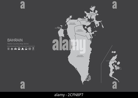 Bahrain vector map. Middle East Country Map Green Series Stock Vector ...