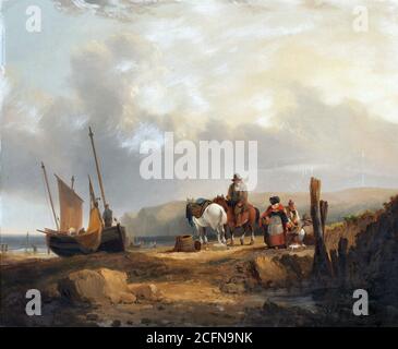 Shayer I William - Beach Scene with Fishing Boats and Country Folk on ...