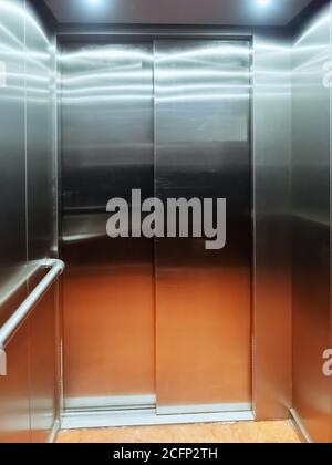Interior view of elevator cabin of modern hotel. Rhodes. Greece Stock ...