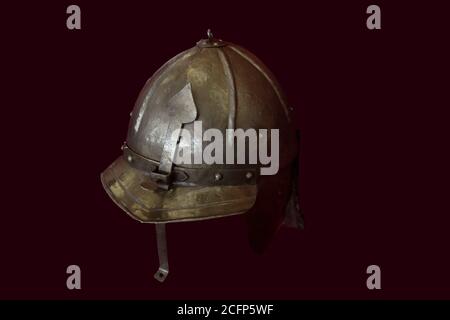 Isolated old military metal helmet Stock Photo - Alamy