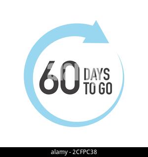 Sixty days to go icon. Round symbol with yellow arrow Stock Vector ...
