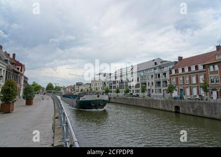 Tournai Belgium - 3 August 2020 - Large ship in river Scheldt in ...