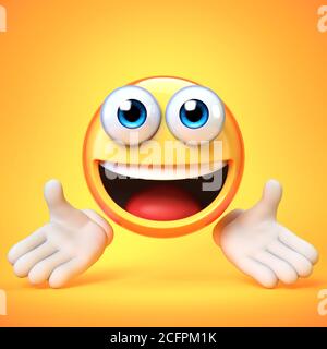 Presenting emoji isolated on white background, greeting emoticon 3d ...