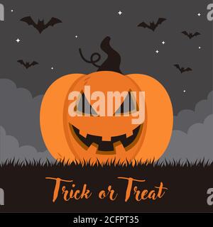 Trick or Treat Pumpkin Halloween Illustration Stock Vector Image & Art ...