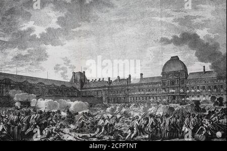 French Revolution of August 10, 1792. Assault Tuileries by the people ...