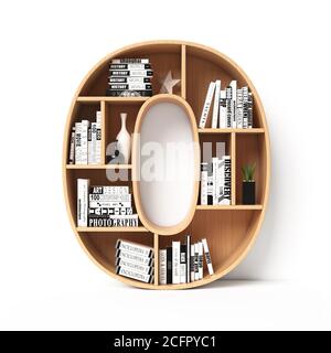 Number 0 zero in form of bookshelf with book and texbooks. Educational ...