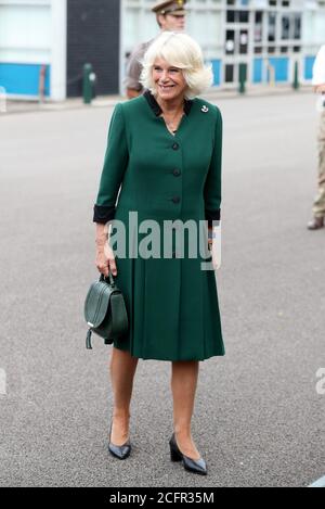 The Duchess of Cornwall arrives at Beachley Barracks, Chepstow, during ...