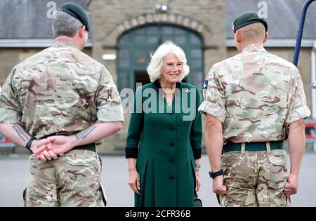 The Duchess of Cornwall speaking with Riflemen, who are currently ...