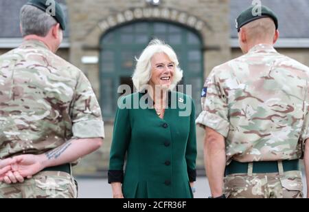 The Duchess of Cornwall speaking with Riflemen, who are currently ...