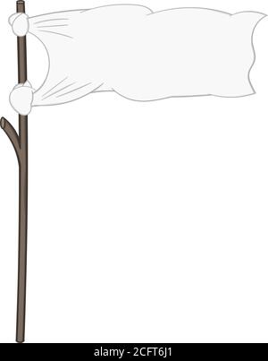 Hand with white flag. Capitulation in competition symbol. Failure ...