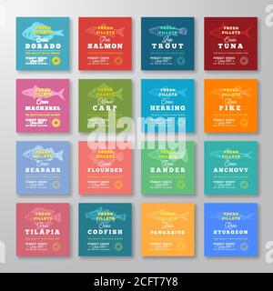 Premium Quality Fish Fillets Labels Collection. Abstract Vector Fish ...